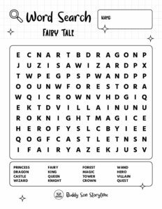 Word Search – Fairy Tale Adventure (Free Printable for Kids) - Buddy ...