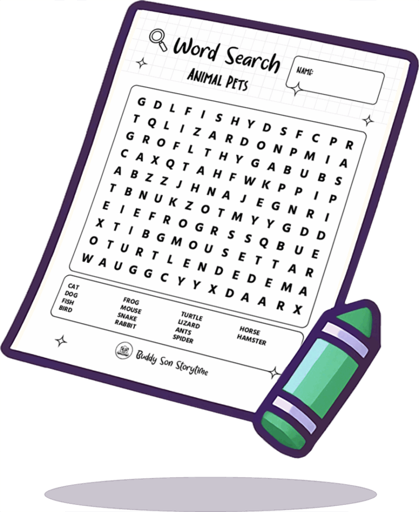 Word Search – Animal Pets (Free Printable for Kids) - Buddy Son ...